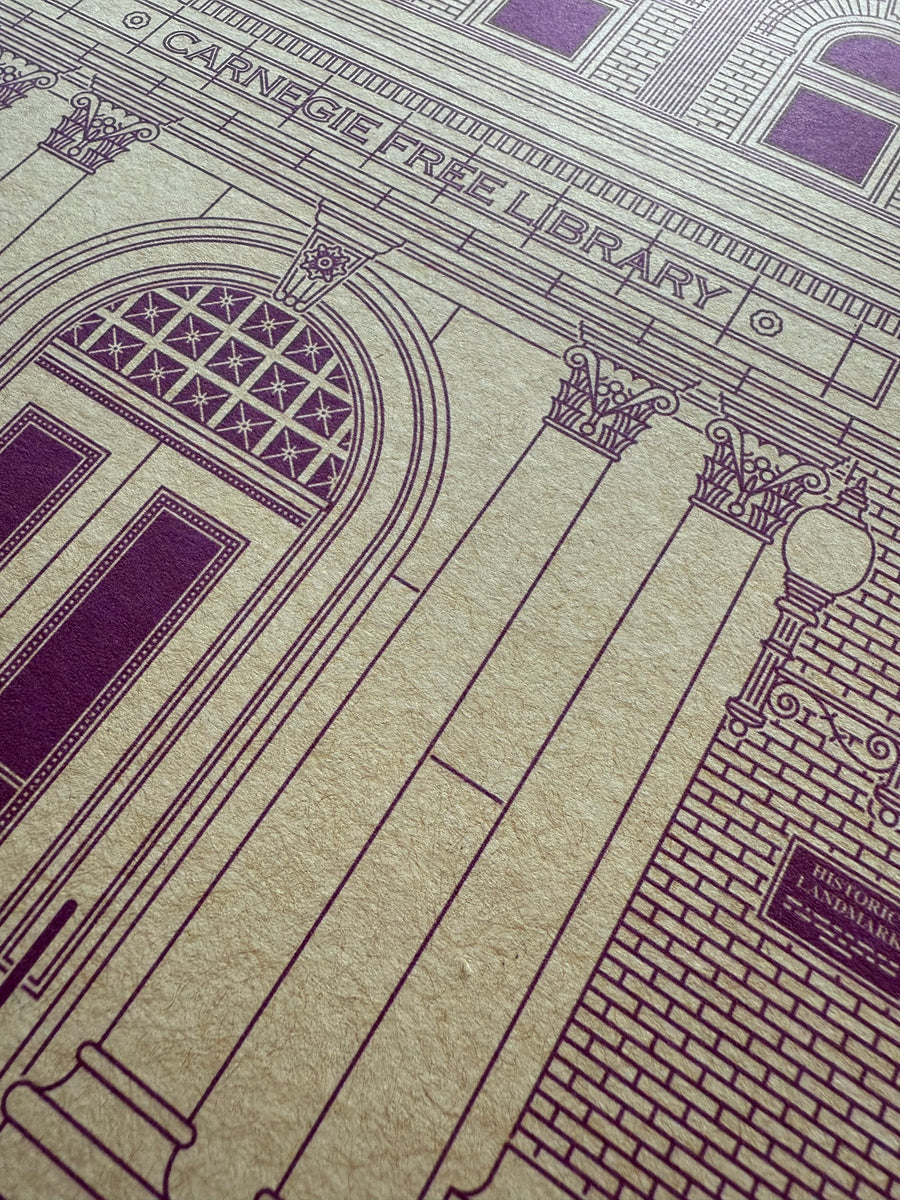 Andrew Carnegie Free Library - 1899 Purple Digital Print – Buildings By ...