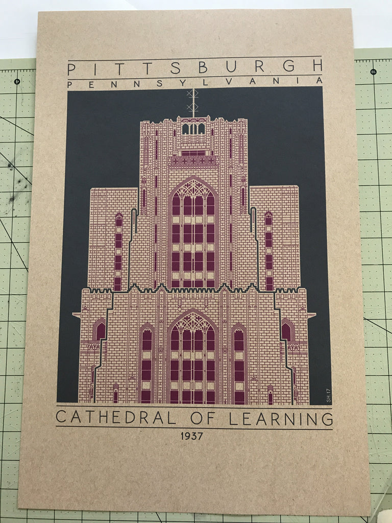 Cathedral of Learning - 1937 Purple Digital Print – Buildings By Shane