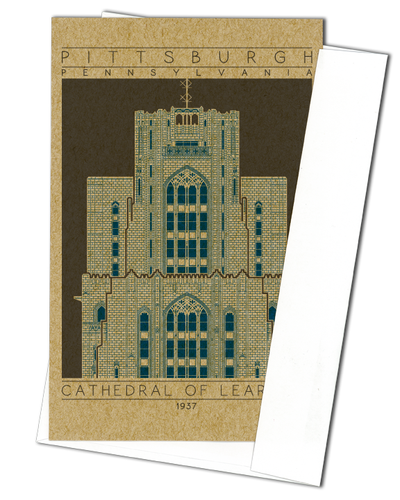Cathedral of Learning - 1937 Blue Miniature Digital Print – Buildings ...