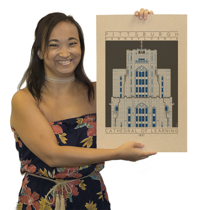 Cathedral of Learning - 1937 Blue Digital Print – Buildings By Shane