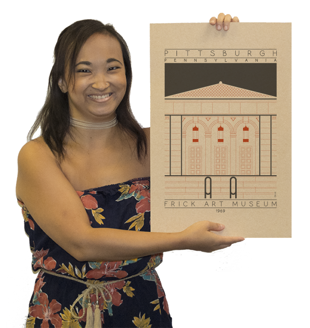 Frick Art Museum - 1969 Orange Digital Print – Buildings By Shane