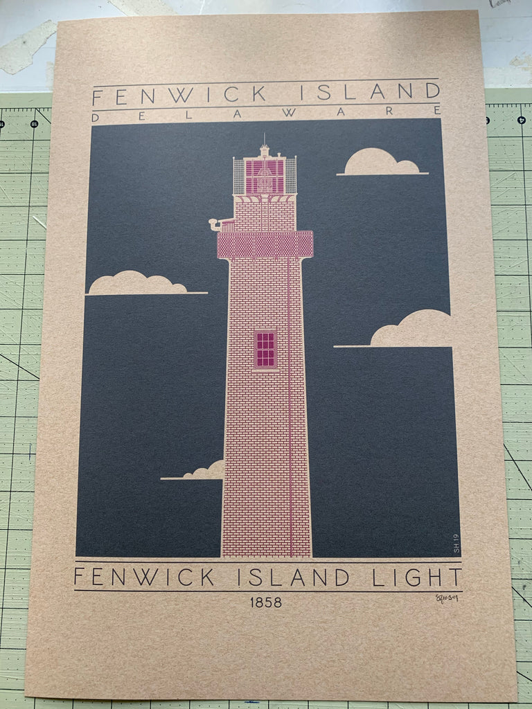 Fenwick Island Light - 1858 Purple Digital Print – Buildings By Shane