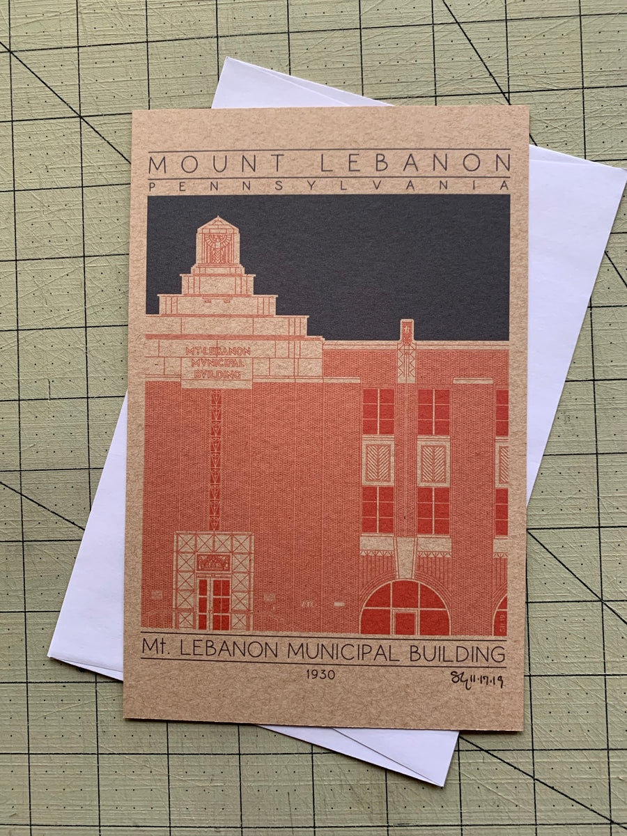 Mount Lebanon Municipal Building - 1930 Orange Miniature Digital Print ...