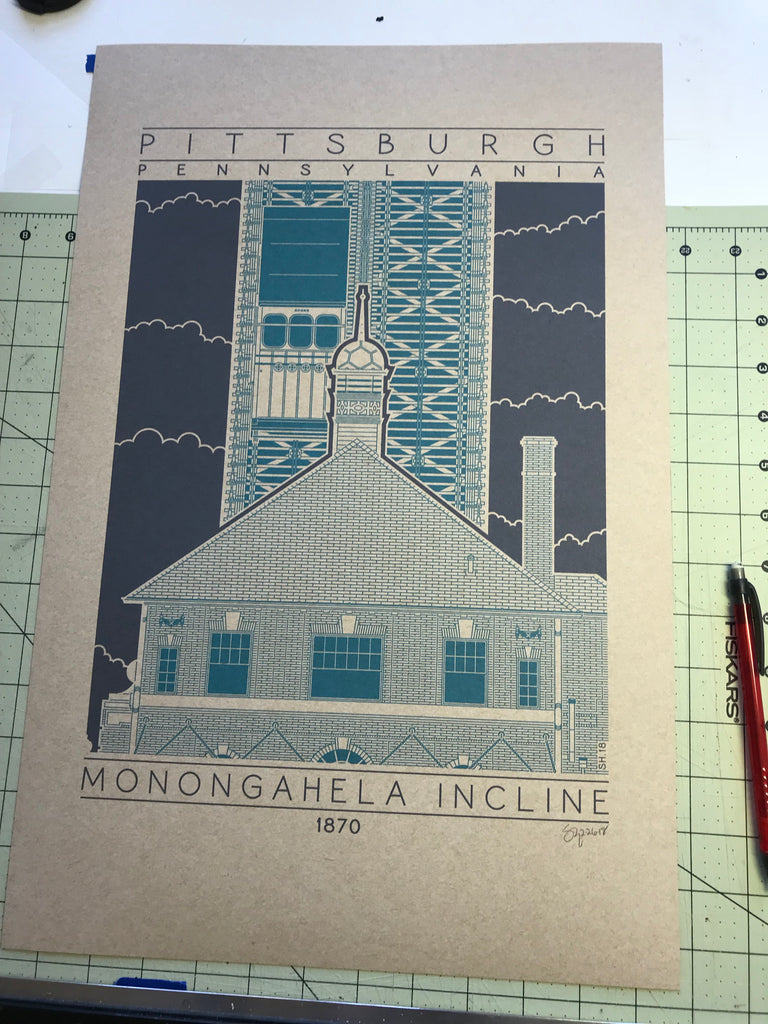 Monongahela Incline - 1870 Green Digital Print – Buildings By Shane
