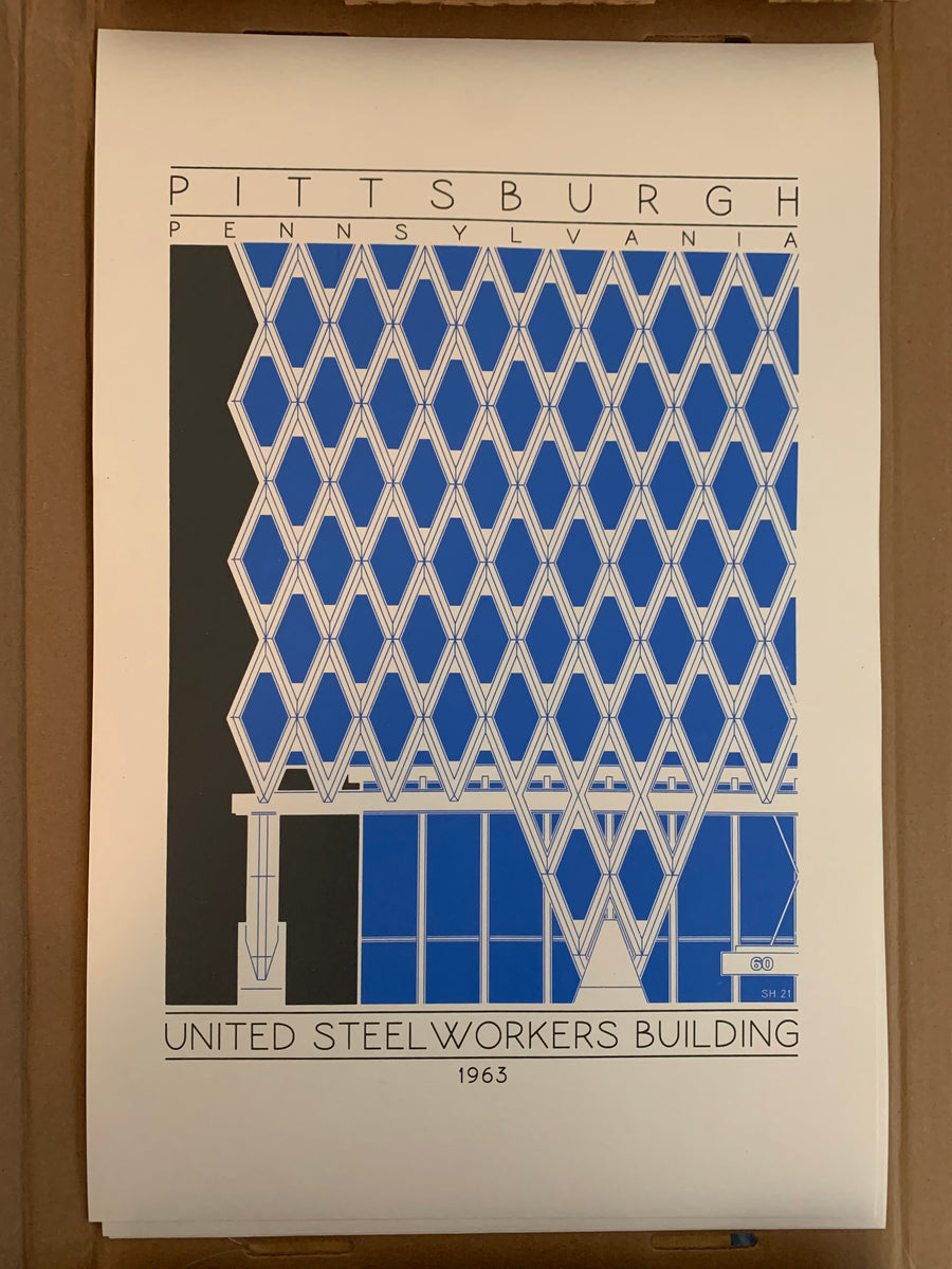United Steelworkers Building - 1963 Blue Screenprint – Buildings By Shane