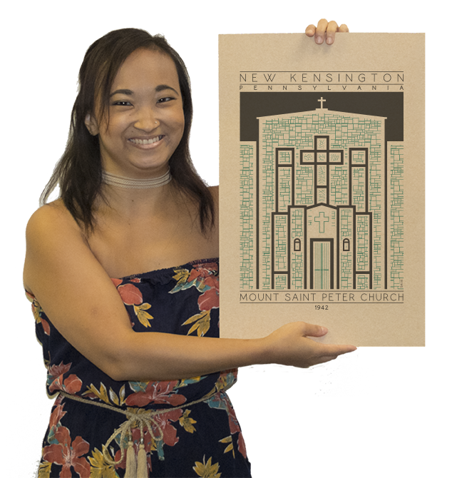 Mount Saint Peter Church - 1942 Green Digital Print – Buildings By Shane